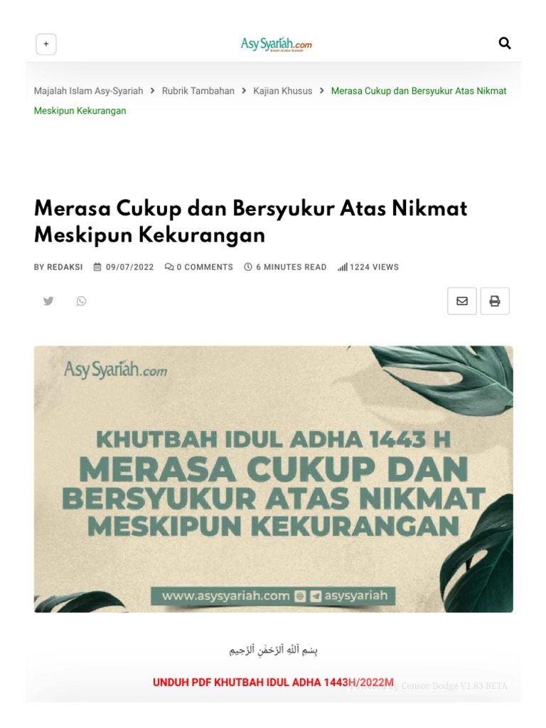 Merasa Cukup Dan Bersyukur Atas Nikmat Meskipun Kekurangan - Majalah ...