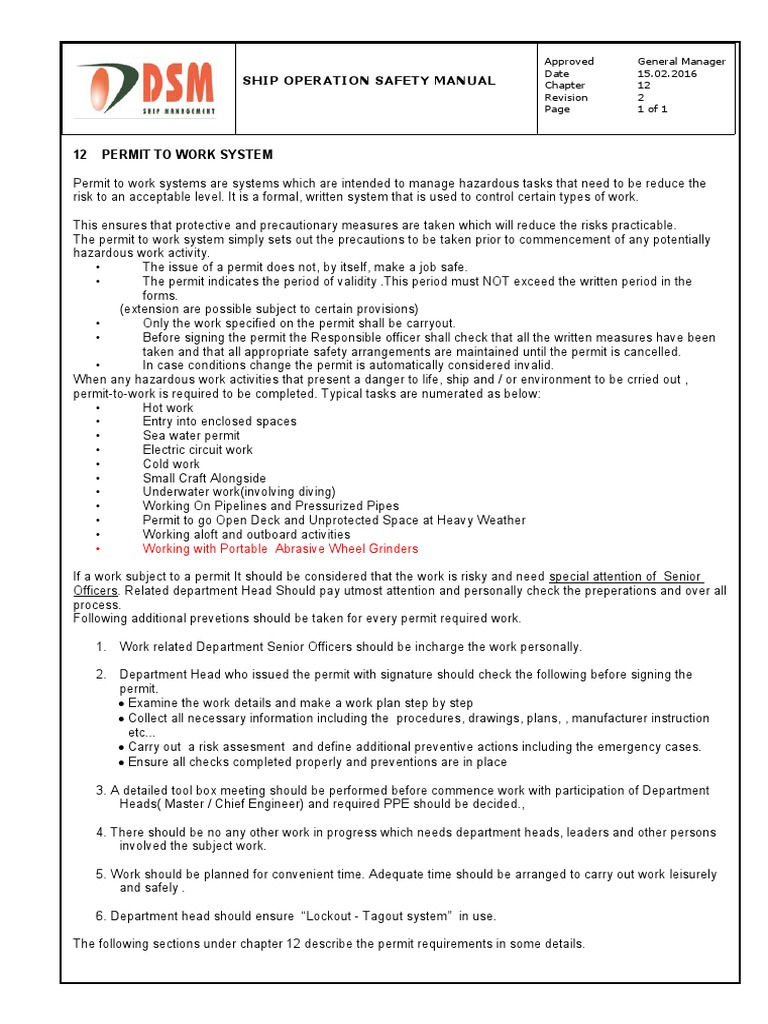 12 Permit To Work System | PDF