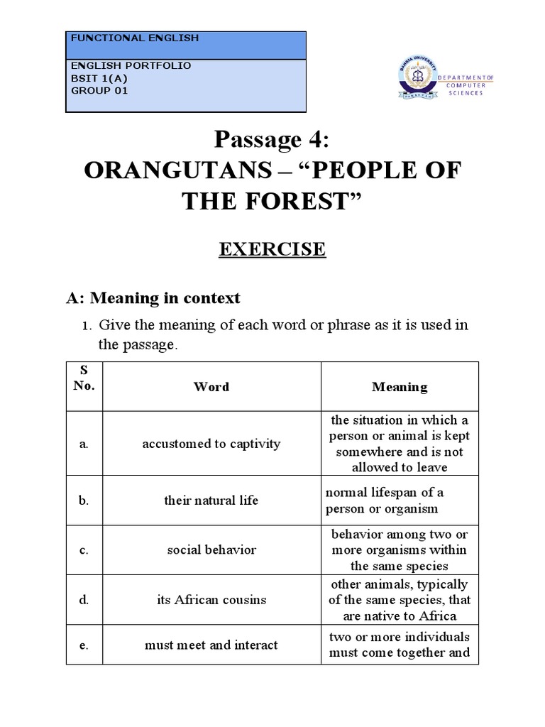 Passage 4 | PDF | Orangutan | Organisms