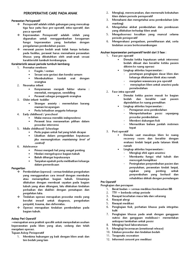 Perioperative Care Pada Anak | PDF