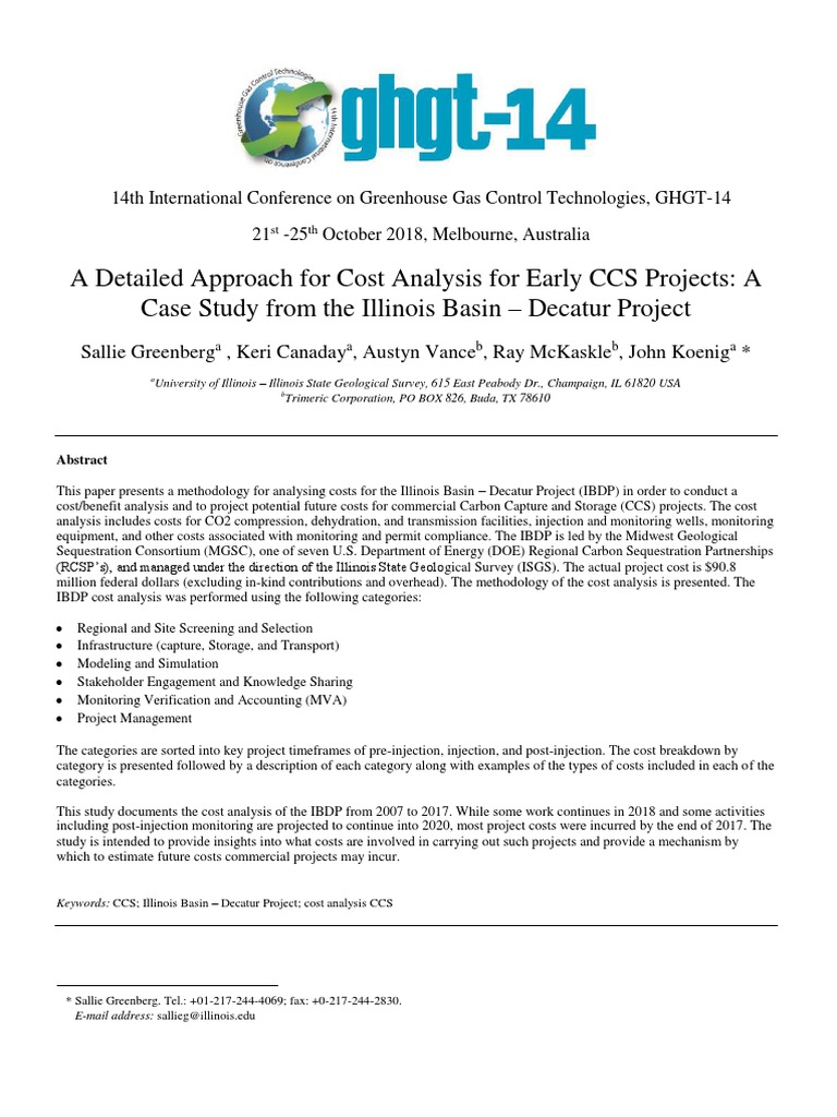 CCS Cost Analysis for Illinois Basin | PDF | Carbon Capture And Storage ...