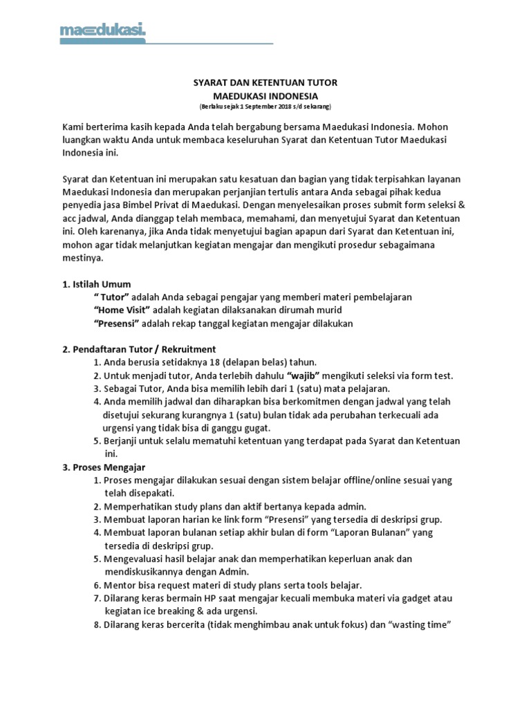 TOR & SOP Tutor Maedukasi | PDF | Karier & Perkembangan