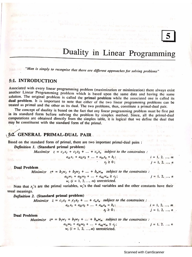 ch-5 Duality in Linear Programming | PDF
