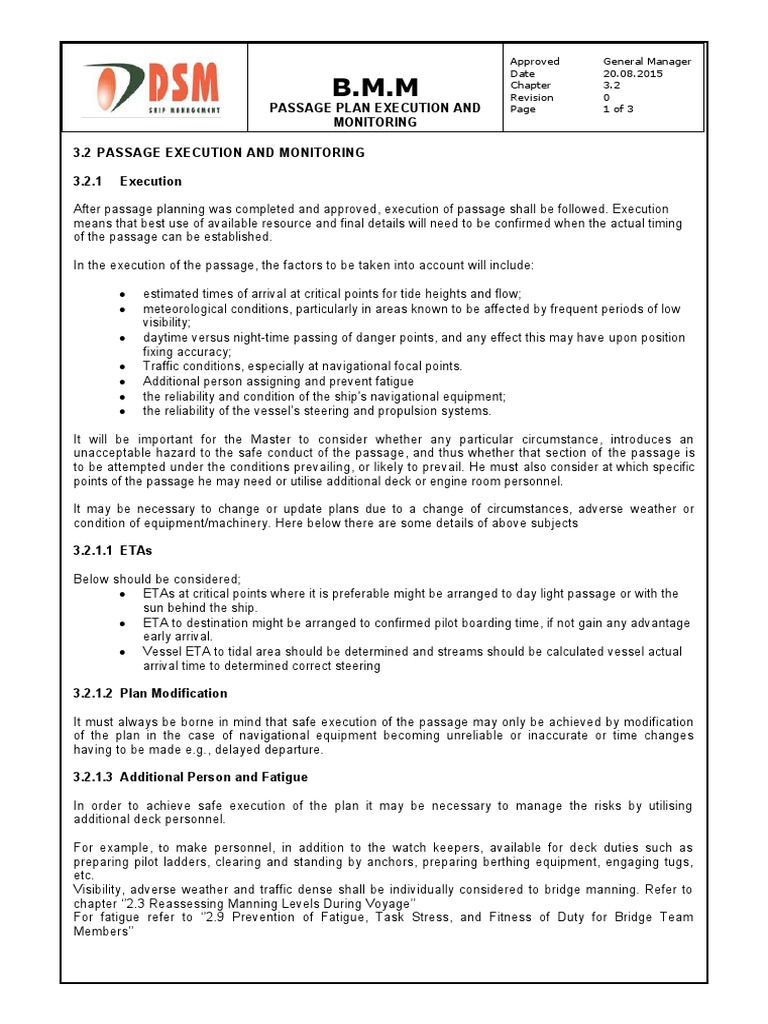 3.2 Passage Plan Execution and Monitoring | PDF | Navigation | Navigator