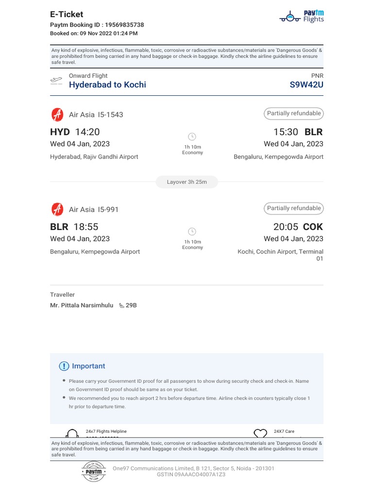 Ticket | PDF | Fee | Airport