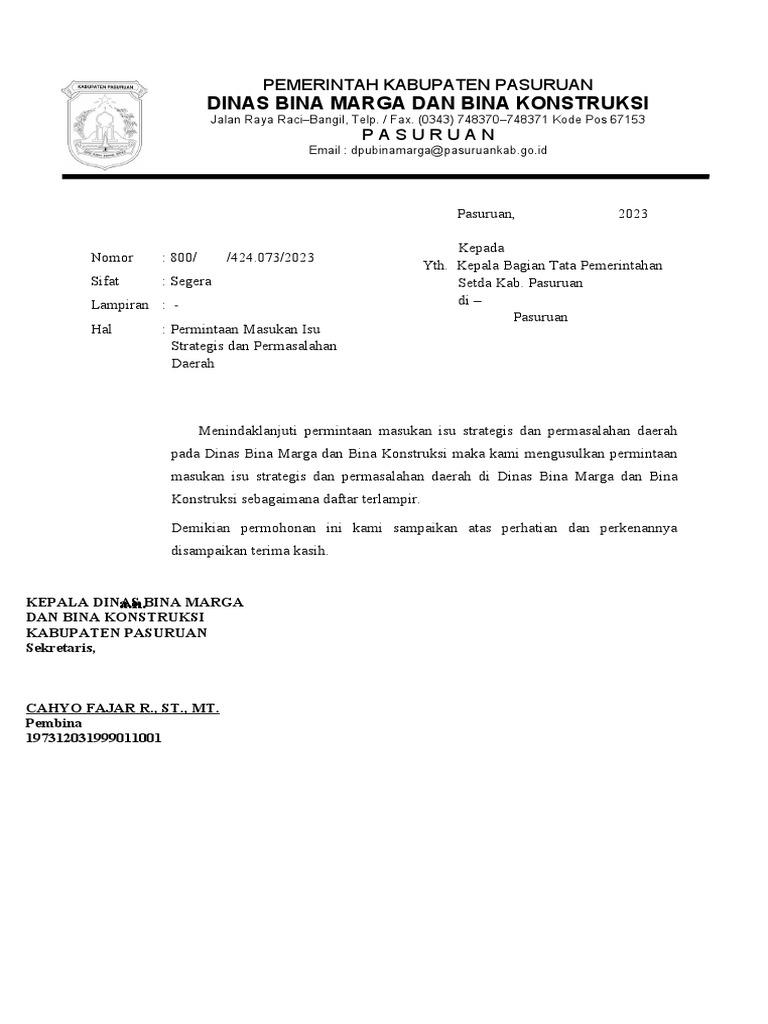 Surat Pengantar Usulan 2023 | PDF