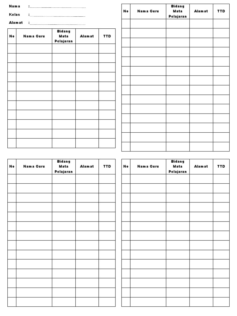 Tabel Tanda Tangan Guru dan Siswa | PDF