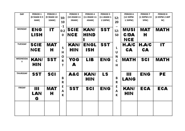 Time Table 8D | PDF