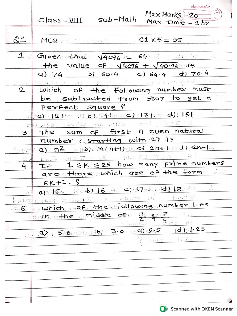 VIII Math Practice Paper | PDF