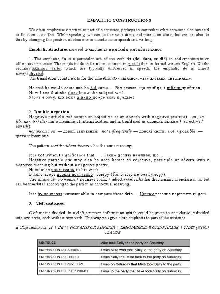 Emphatic Constructions | PDF