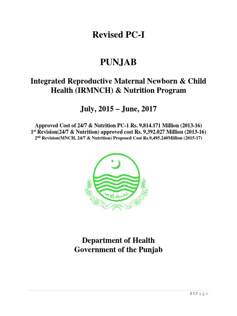 PC-1 IRMNCH and NP Punjab 2015-17 | PDF | Millennium Development Goals ...
