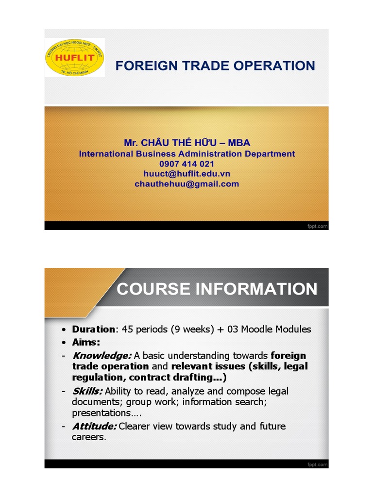 (Print SV) Foreign Trade Operation - Introduction | PDF