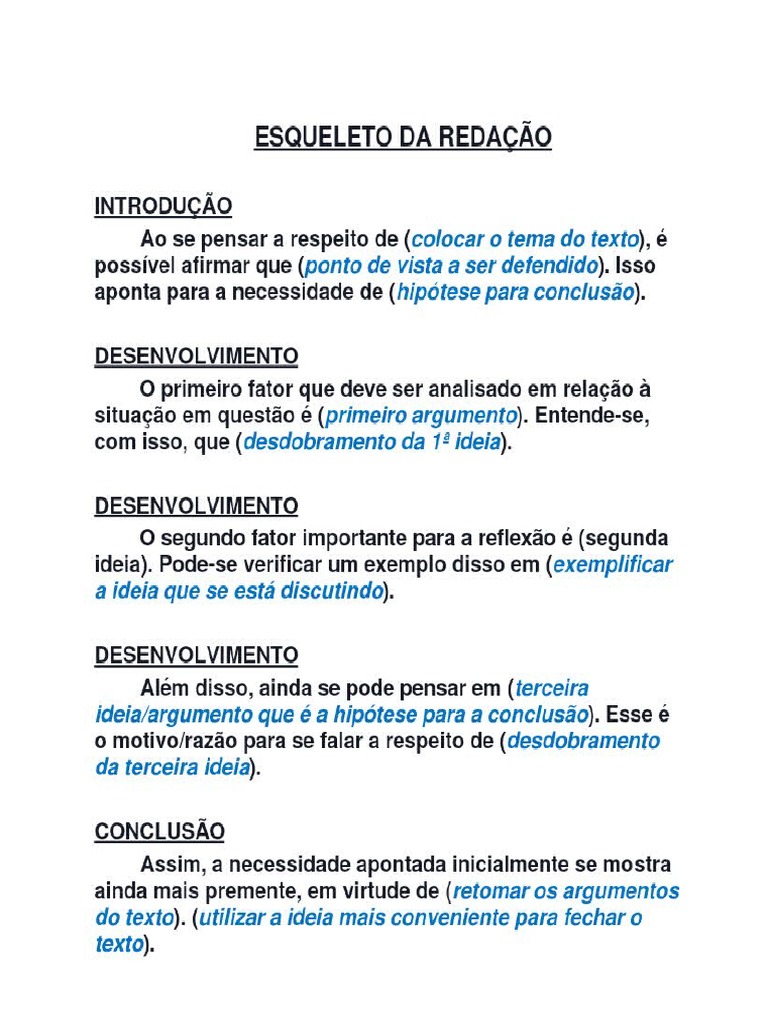Esqueleto de Redação | PDF