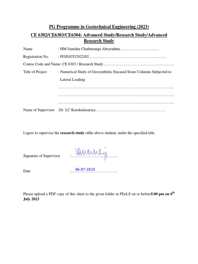 Research Title Submission Form CE6102 - CE 6104 | PDF