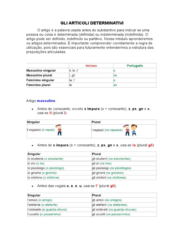 Gli Articoli Determinativi | PDF