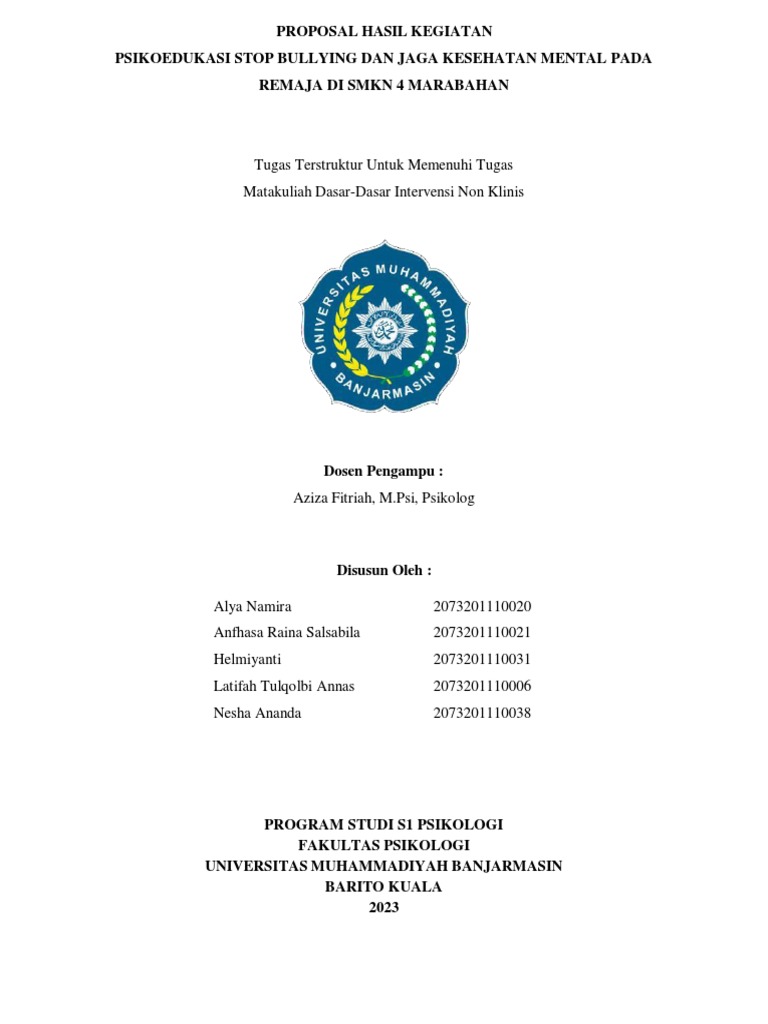 Kel.7 Proposal Hasil Kegiatan Psikoedukasi Bullying | PDF