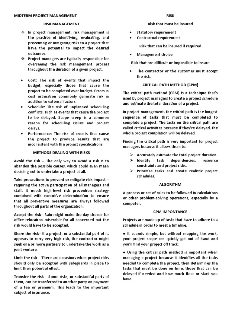 Midterm Project Management | PDF | Project Management | Risk