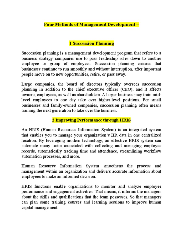 Methods of Management Development Modified | PDF Methods of Management Development Modified | PDF
