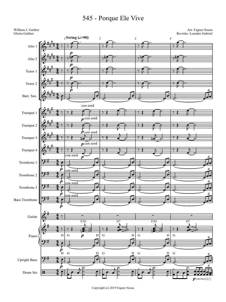 545 - Porque Ele Vive - Partitura Completa | PDF