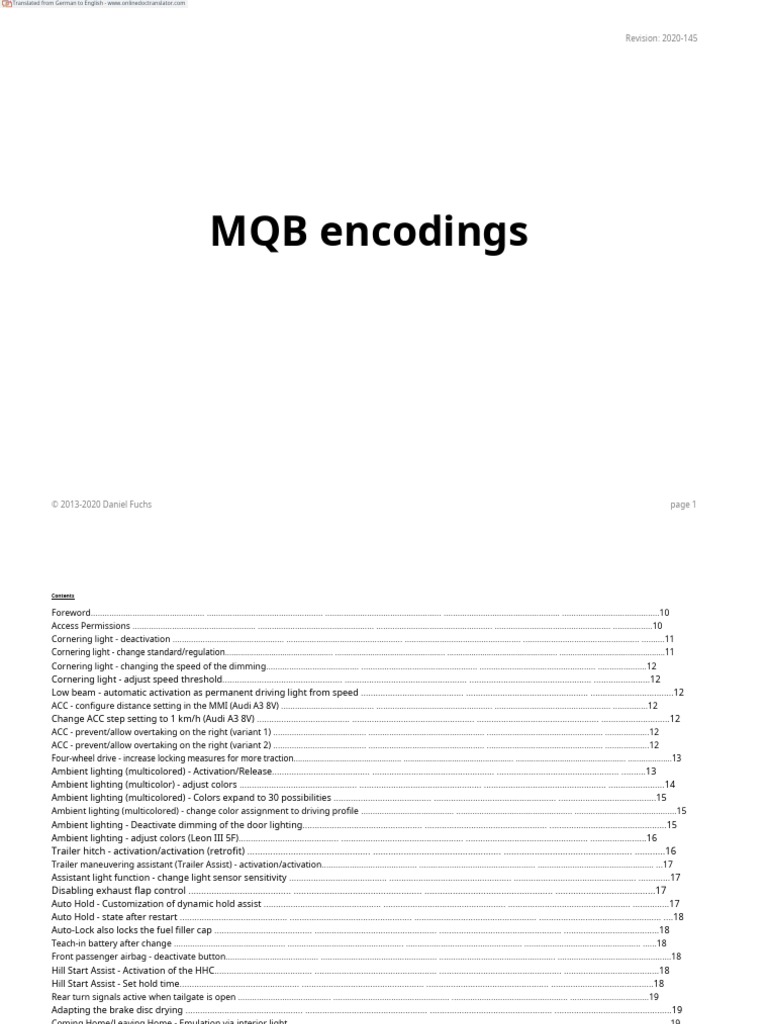 MQB Coding en | PDF | Headlamp | Light Emitting Diode