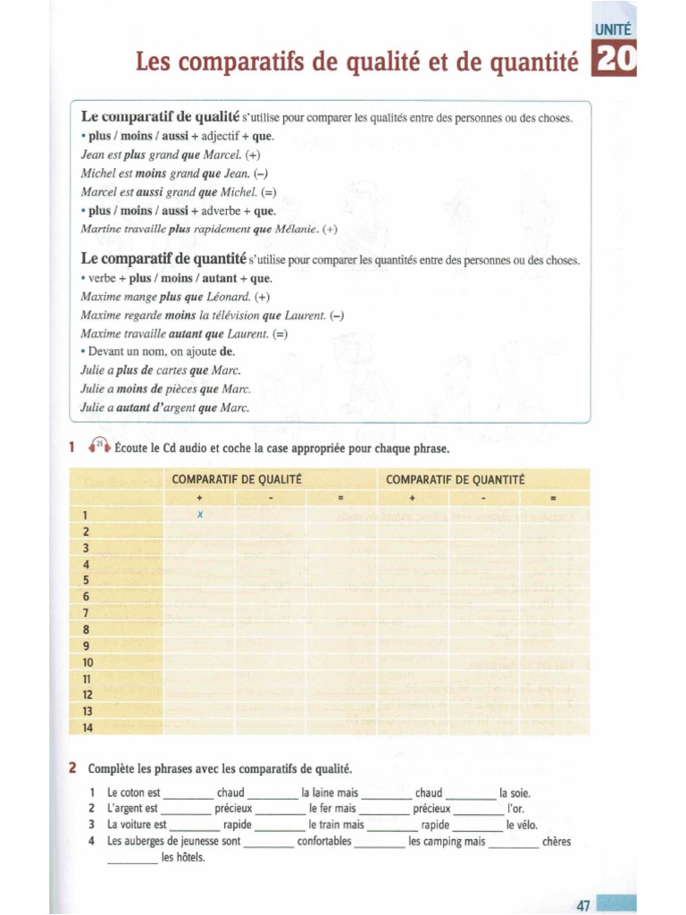 Le Comparatif Le Superlatif | PDF