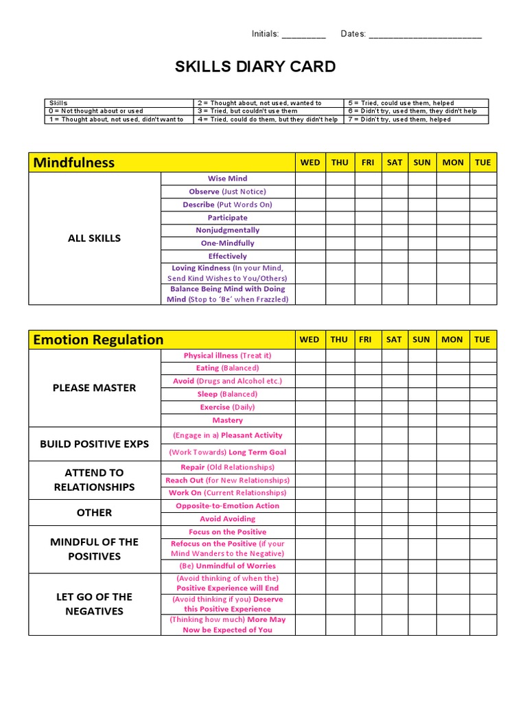 DBT Skills Chart | PDF
