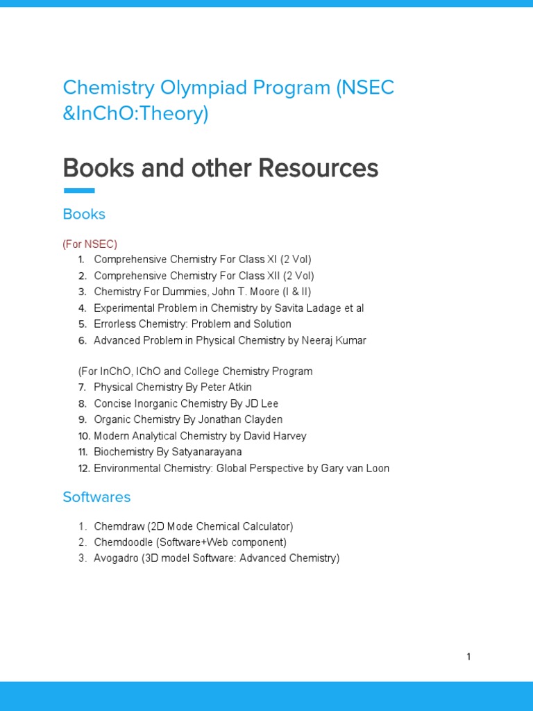 InChO Book and Resource List | PDF