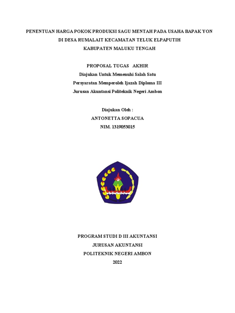 Cover Dan Lembar Pengesahan Proposal | PDF