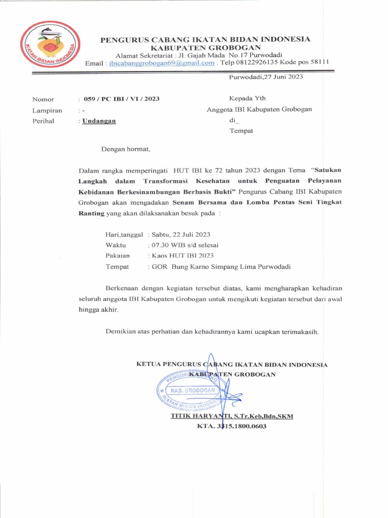 Undangan Anggota Hut Ibi Pdf