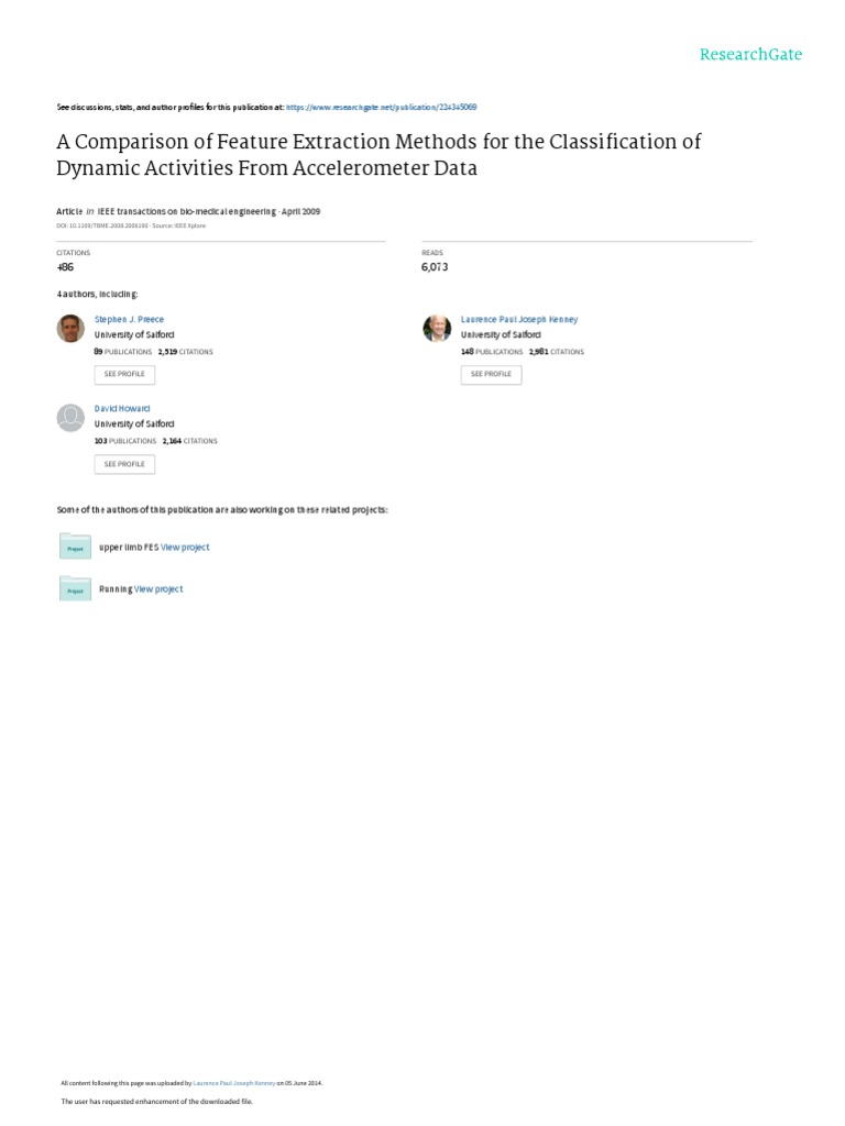 A Comparison Of Feature Extraction Methods For The Classification Of Dynamic Activities From