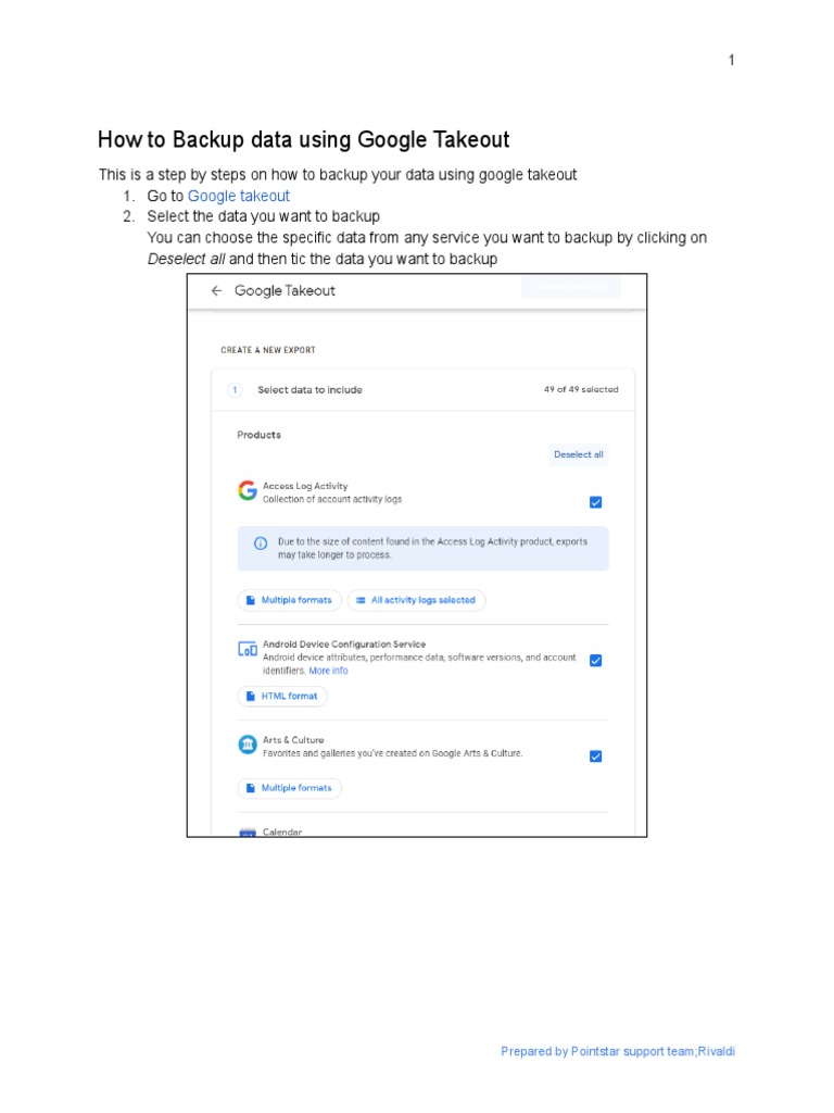 Backup Data with Google Takeout Guide | PDF | Business | Finance ...