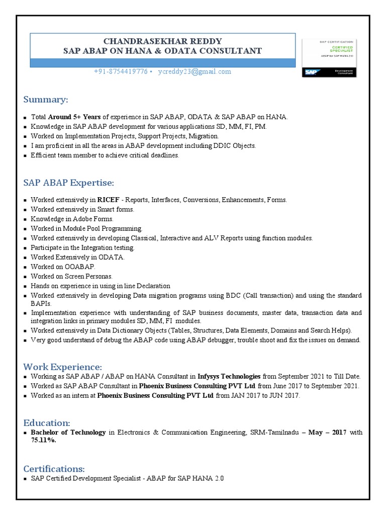 Chandrashekhar - SAP ABAP Hana | Download Free PDF | Computing ... Chandrashekhar - SAP ABAP Hana | Download Free PDF | Computing ...