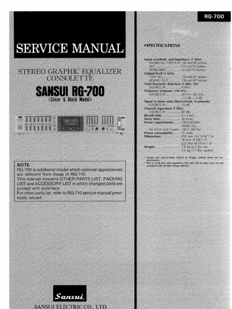 Sansui rg-700 SM | PDF