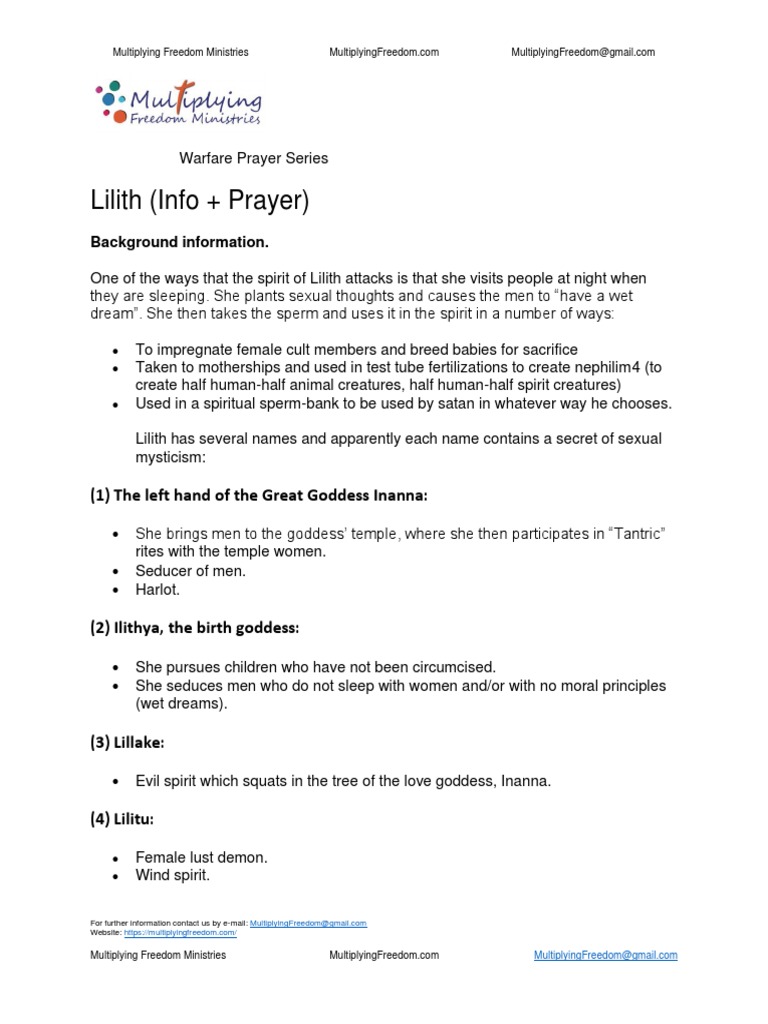 Lilith Info Prayer | Download Free PDF | Lilith | Jesus