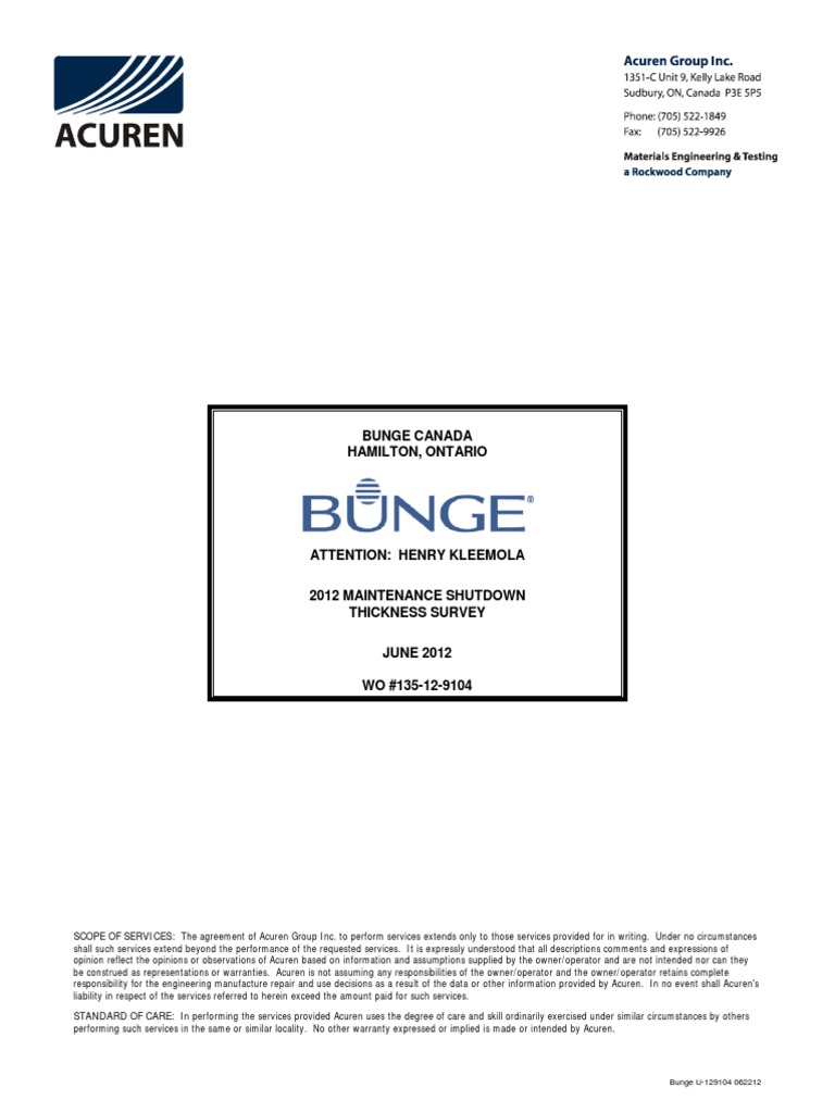 2012 Wall Thickness Testing Report | PDF