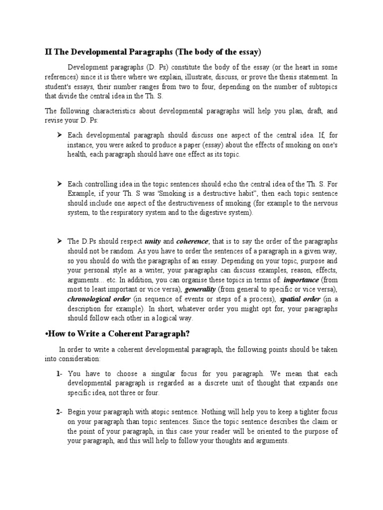 Developmental Paragrapgs and Conclusion | PDF