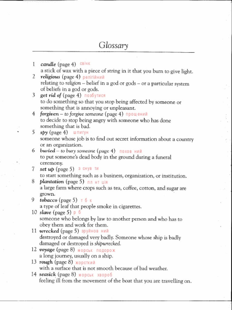Robinson Crusoe Glossary Extract (1-3) | PDF