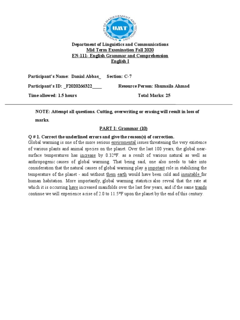 Midterm Paper of C-7 | PDF