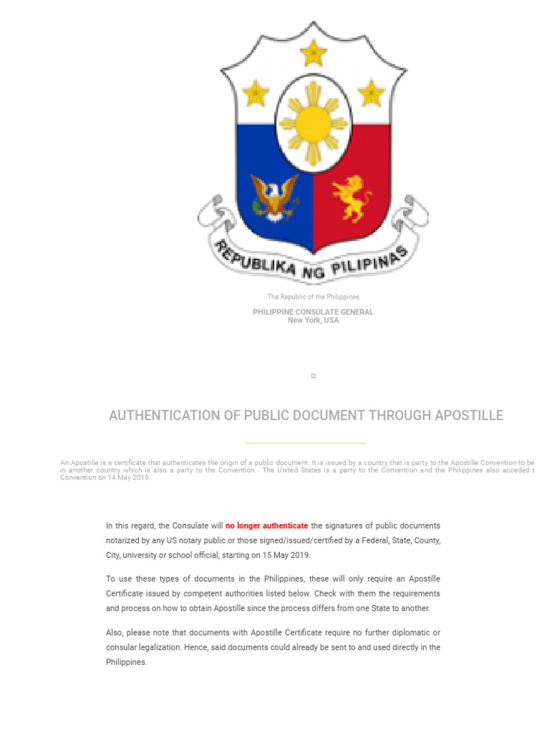 Authentication of A Public Document Through Apostille - Philippine ...