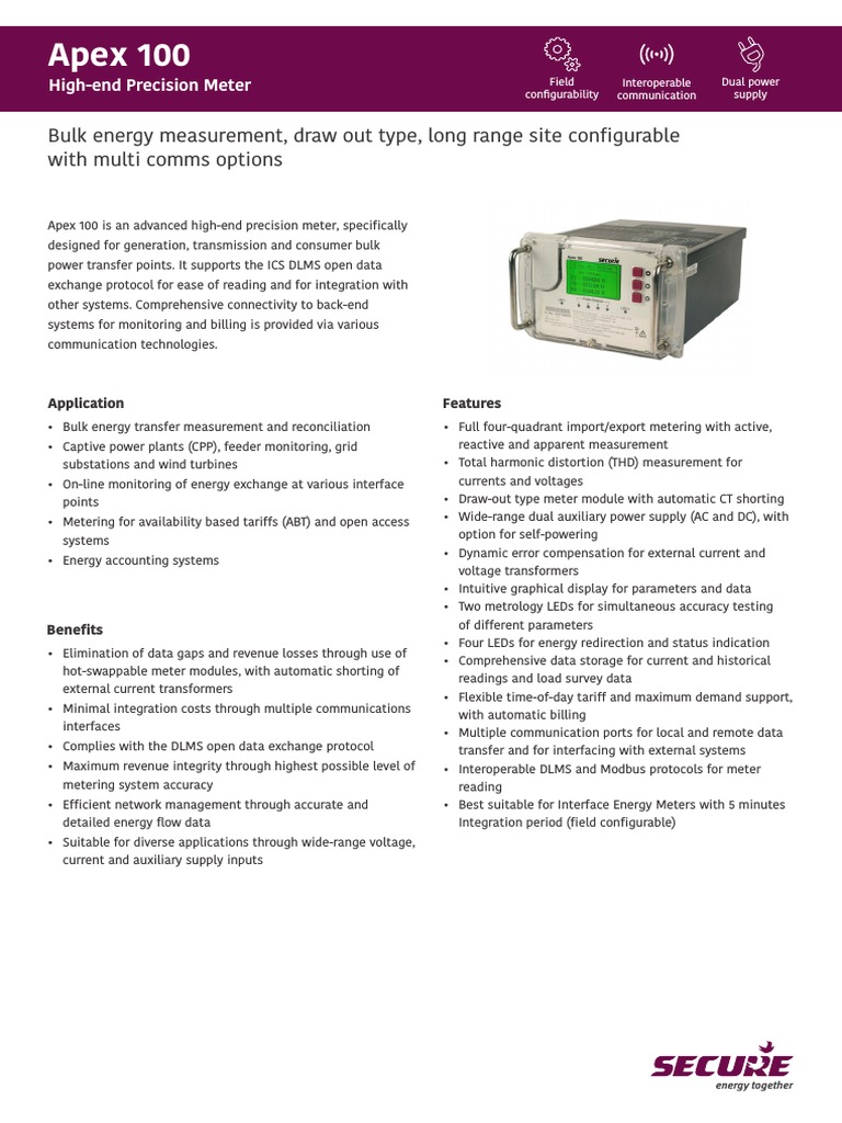Apex 100 | PDF | Electrical Grid | Power (Physics)