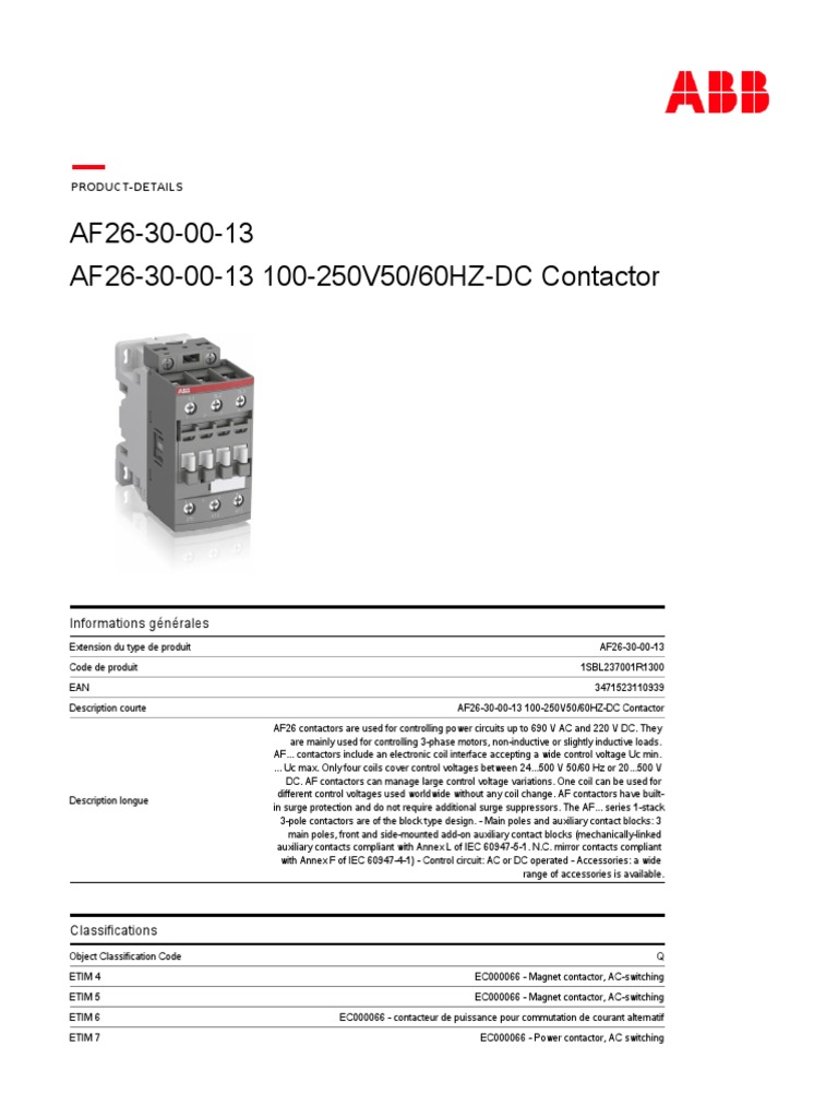 1SBL237001R1300-af26-30-00-13-100-250v50-60hz-dc-contactor | PDF