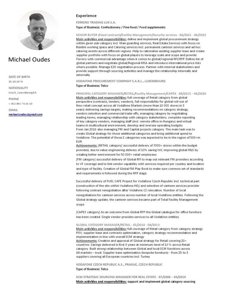 CV Michael Oudes | PDF | Business | Business Economics