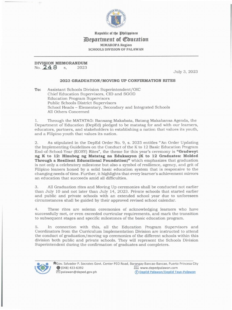 Division Memorandum No 248 S 2023 | PDF Division Memorandum No 248 S 2023 | PDF