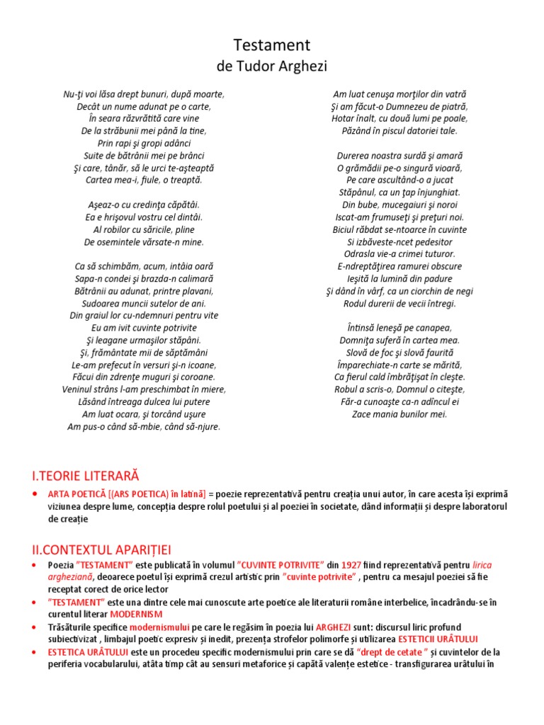 5.tudor Arghezi Testament | PDF