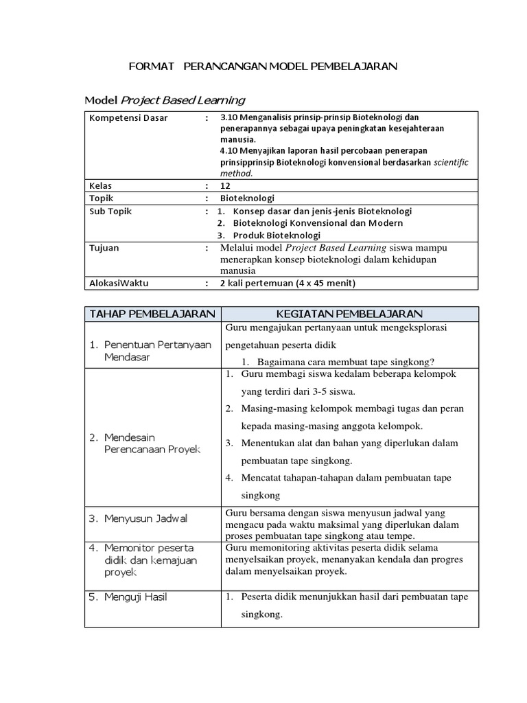 LK Rancangan Model Pembelajaran | PDF