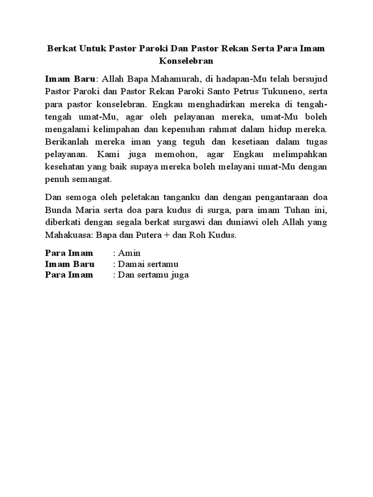 Berkat Untuk para Imam Tuhan | PDF | Agama & Spiritualitas