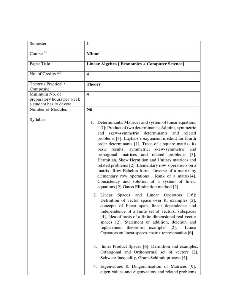 Linear Algebra Economics Computer Science | PDF | Matrix (Mathematics) | Eigenvalues And ...