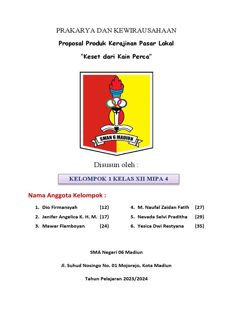 Proposal Kerajinan Keset Dari Kain Perca - Kelompok 1 Xii Mipa 4 | PDF Proposal Kerajinan Keset Dari Kain Perca - Kelompok 1 Xii Mipa 4 | PDF