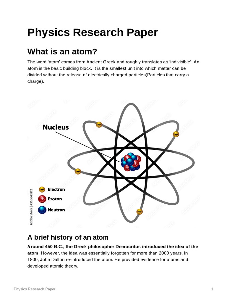 Physics Research Paper | PDF | Atoms | Atomic Nucleus