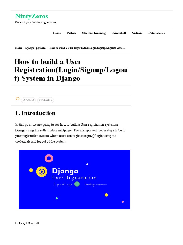 How To Build A User Registration (Login - Signup - Logout) System in Django - NintyZeros | PDF ...